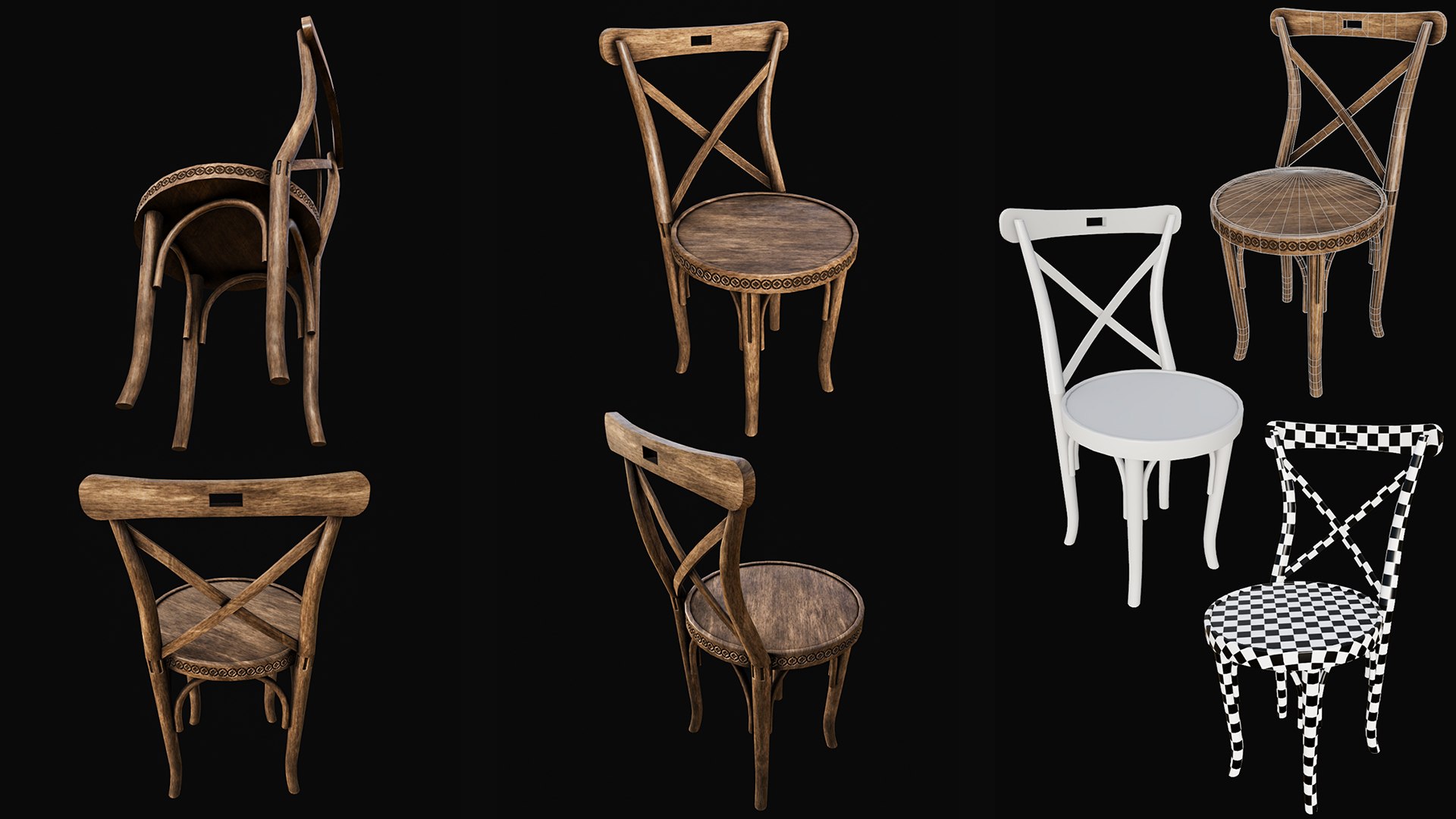 3D Model 8 WOODEN CHAIRS PACK-PBR-REALISTIC - TurboSquid 2321507