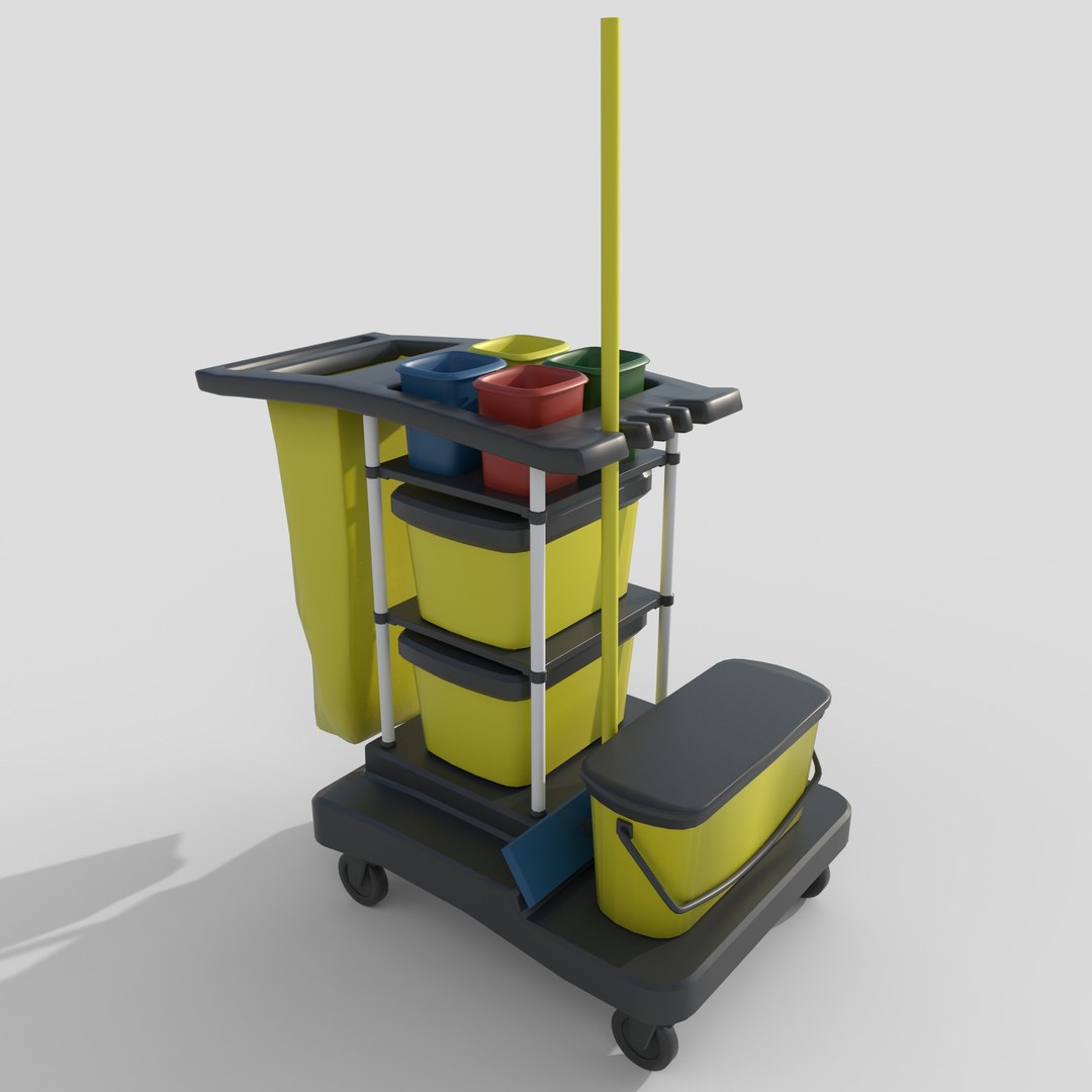 3D Cleaning Cart Model - TurboSquid 2343388