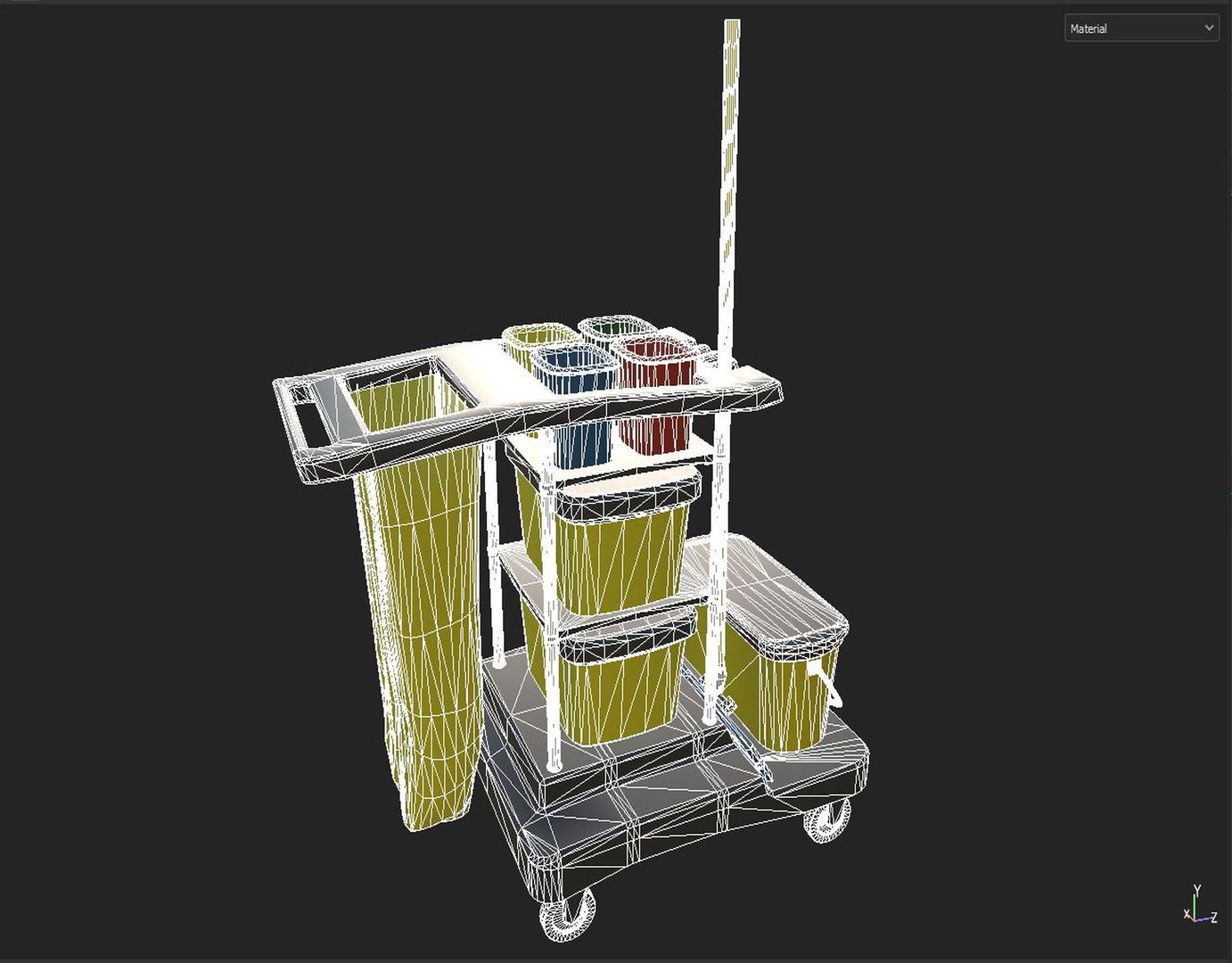 3D Cleaning Cart Model - TurboSquid 2343388