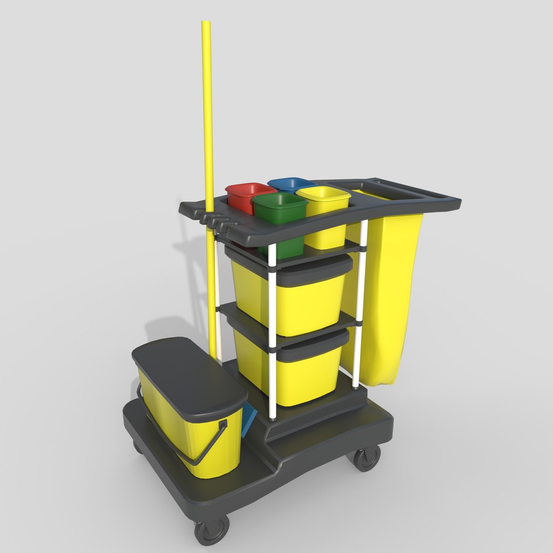 3D Cleaning Cart Model - TurboSquid 2343388