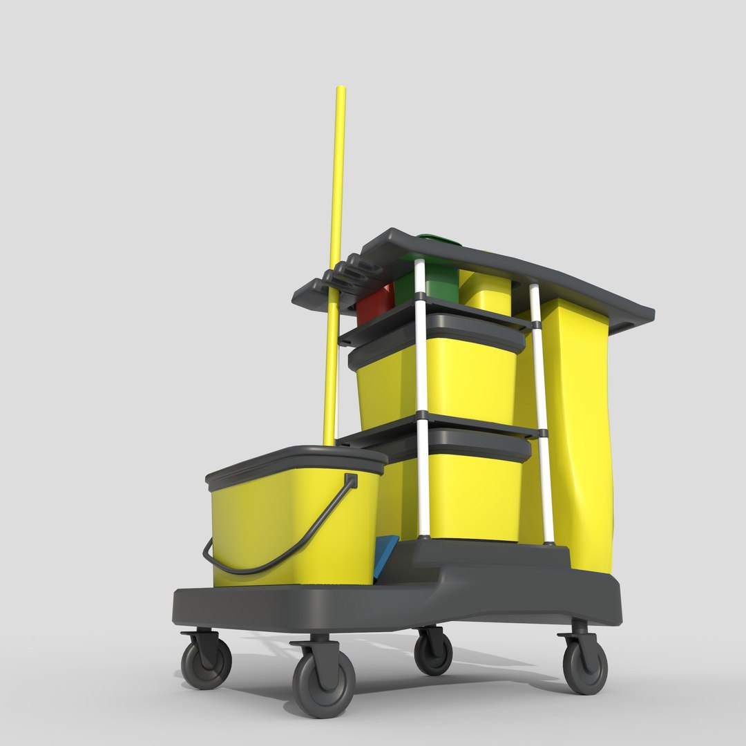 3D Cleaning Cart Model - TurboSquid 2343388