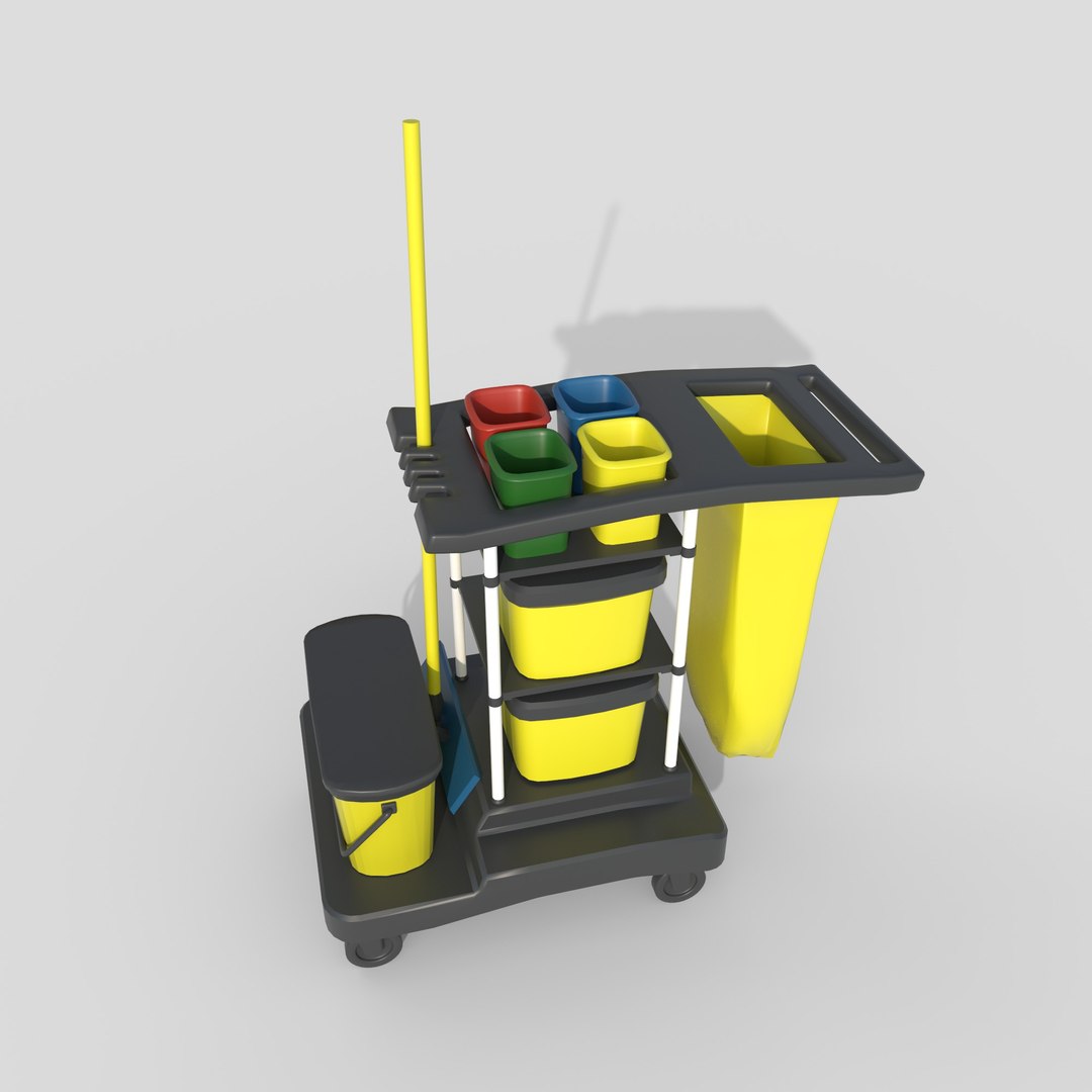 3D Cleaning Cart Model - TurboSquid 2343388