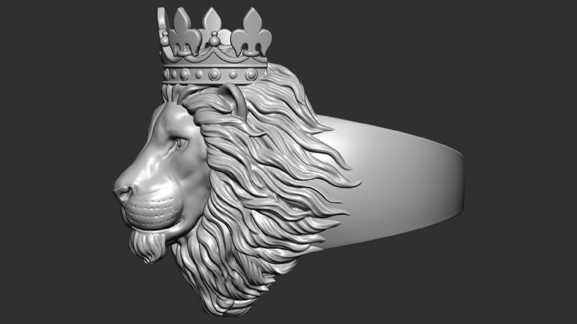 Lion With Crown Ring 3D Model - TurboSquid 1964015