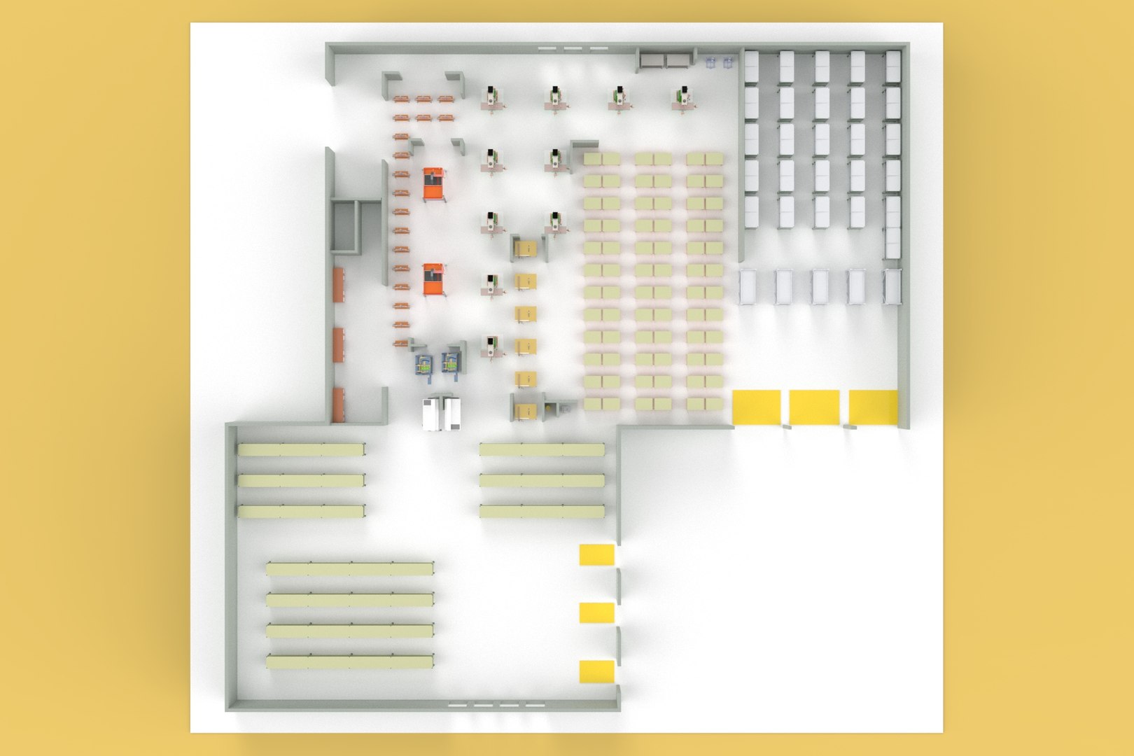 EQUIPMENT LAYOUT WORKSHOP LINE FACTORY INDUSTRIAL FLOOR PLAN 3D ...