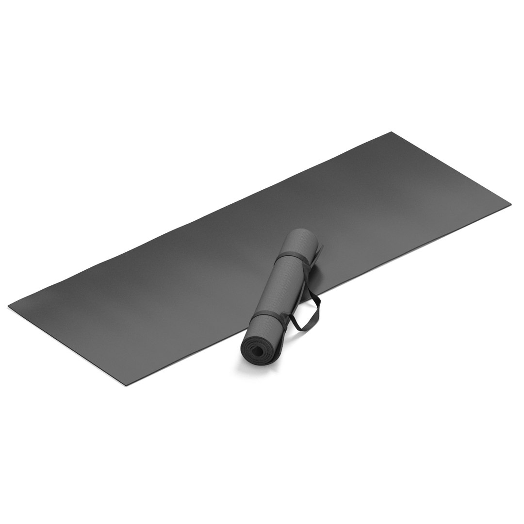 3D Black Unfolded Rolled Yoga Mat Set - Lying Fitness Pilates Folded ...