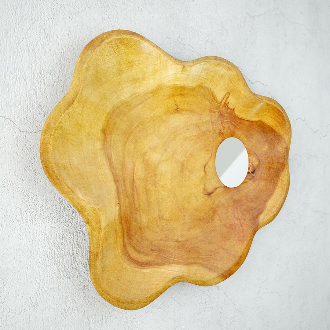 Teak Wood Wave Plate Mirror Model - TurboSquid 2129264