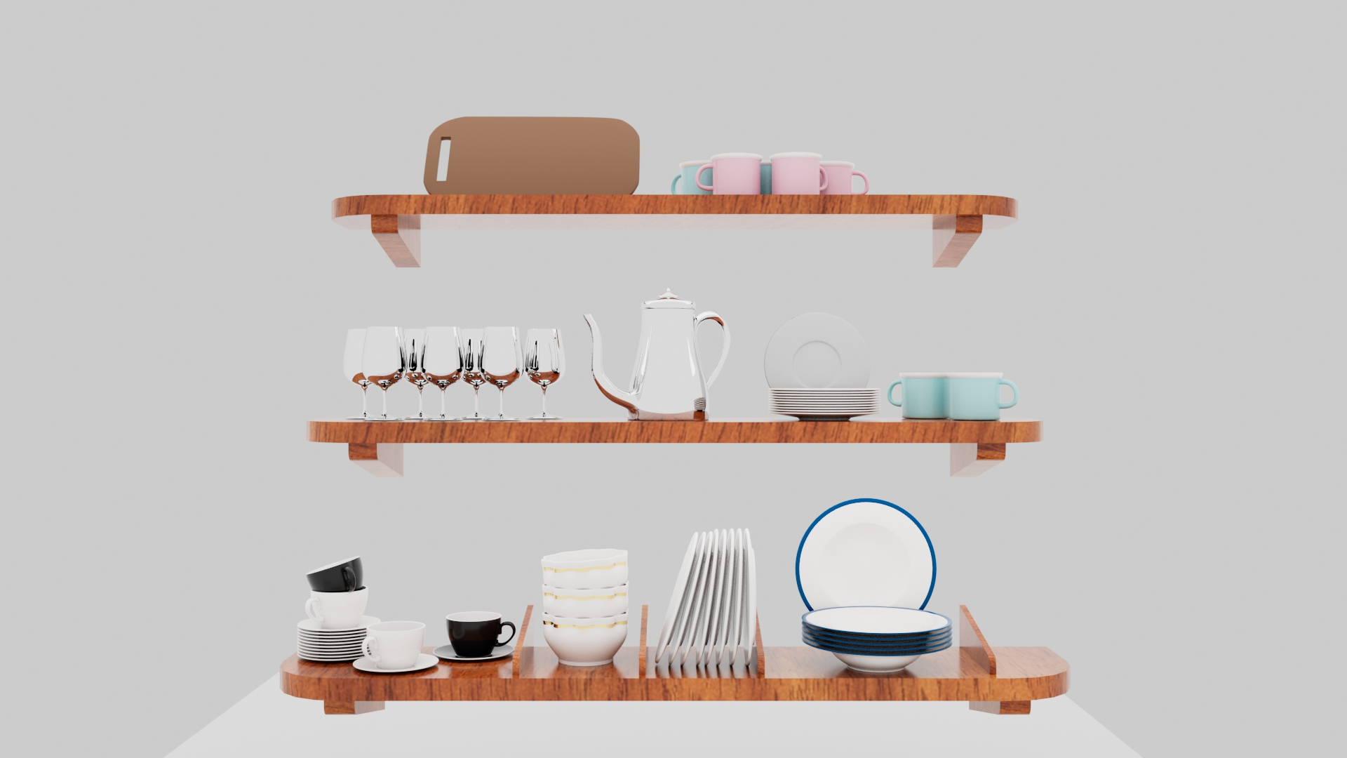 Kitchen platecup set model - TurboSquid 2012679