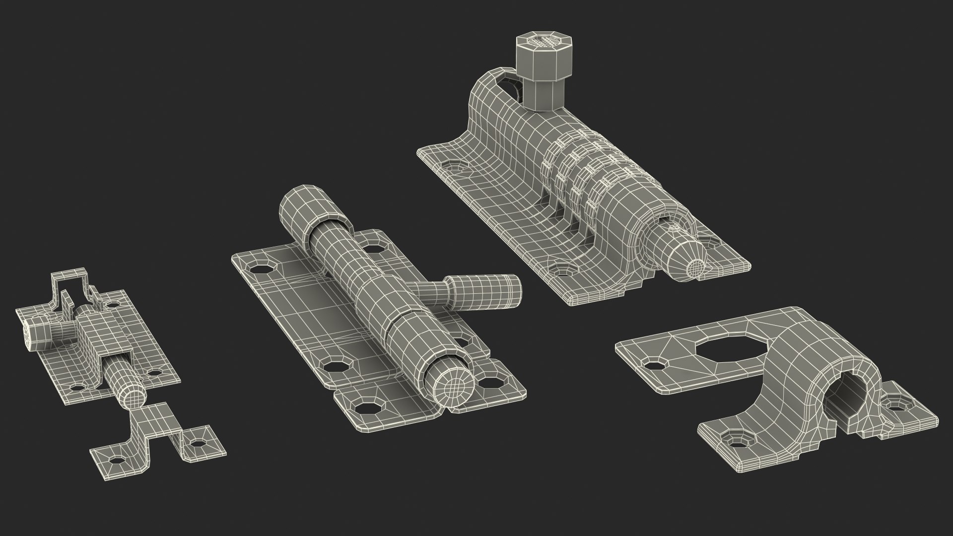 Brass Sliding Door Locks Set 3D - TurboSquid 1783908