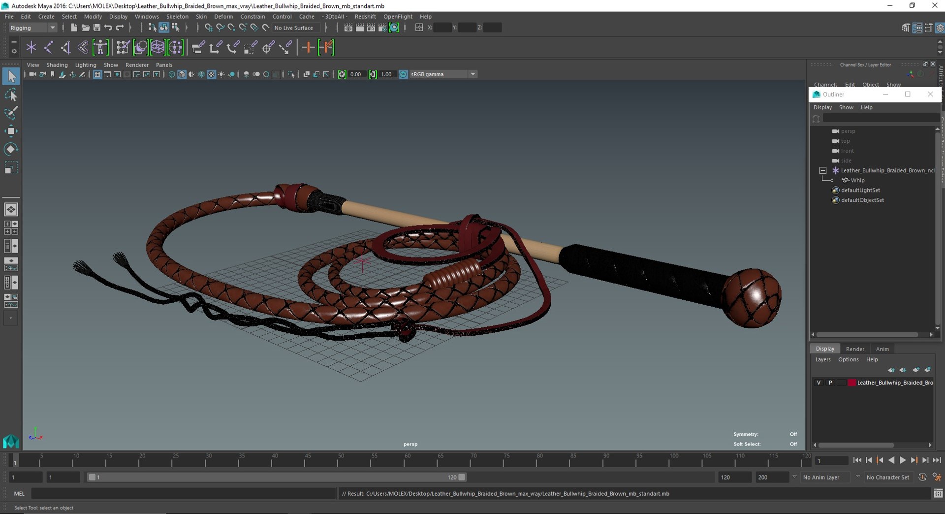 Leather Bullwhip Braided Brown 3D - TurboSquid 2211554