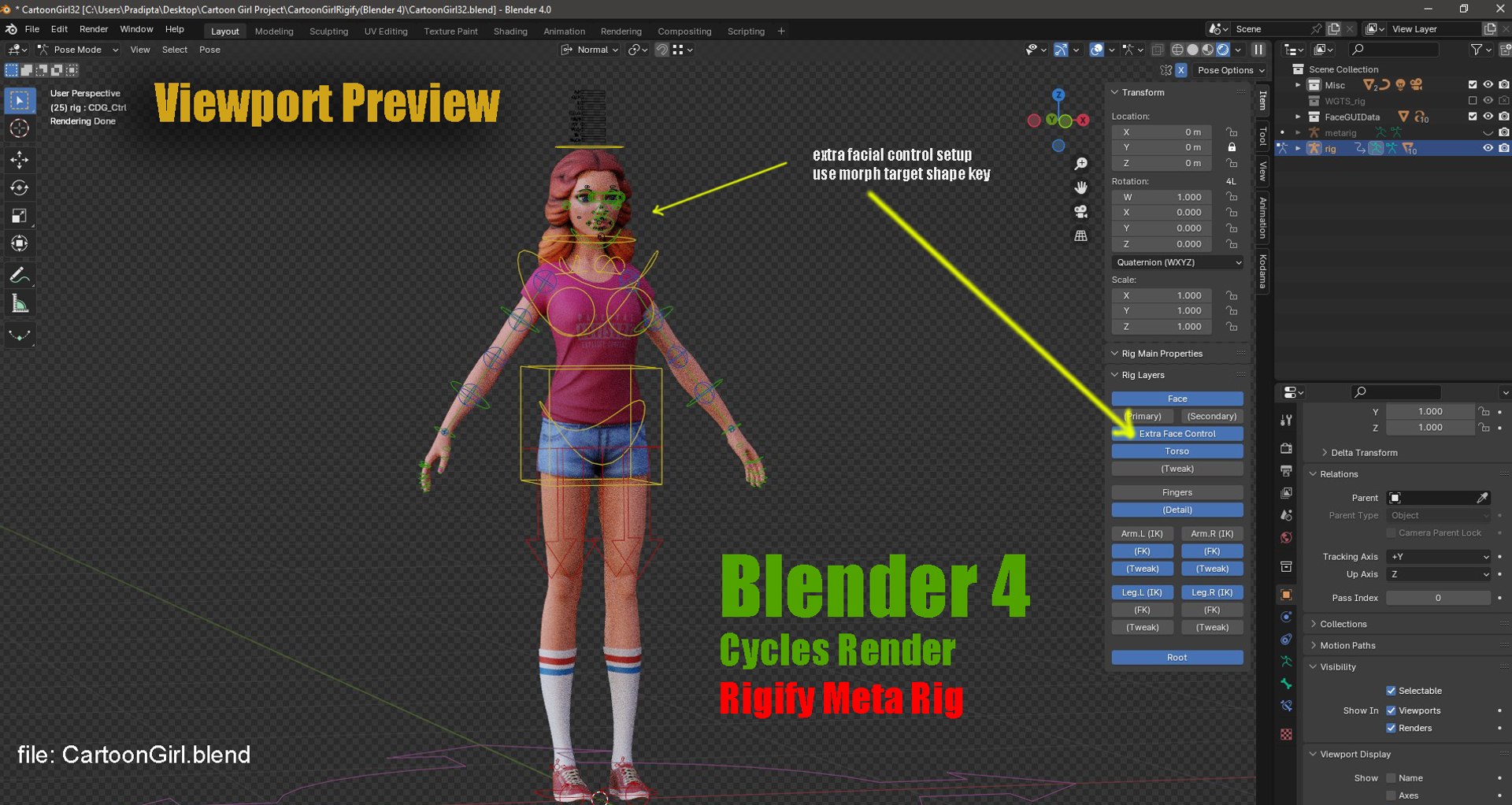3D Cartoon Girl Rig Model - TurboSquid 2160286