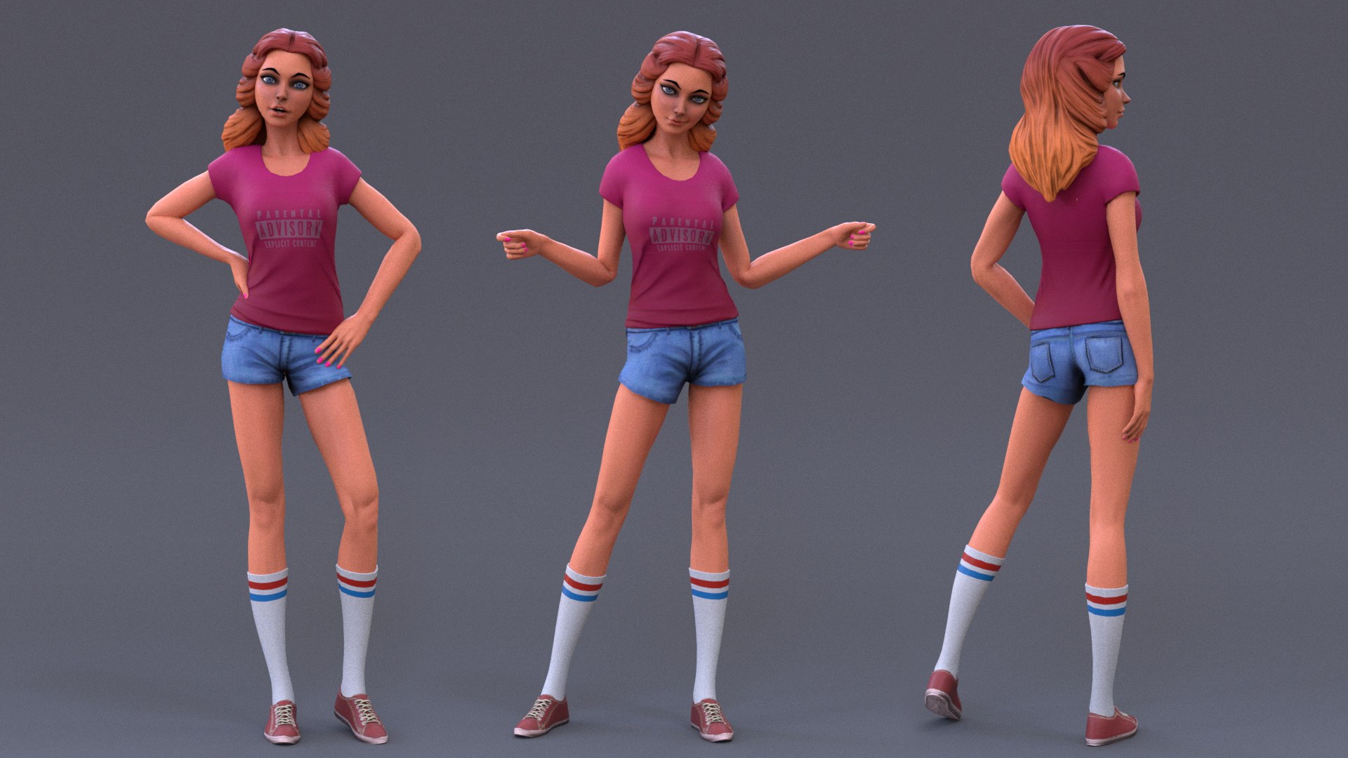 3D Cartoon Girl Rig Model - TurboSquid 2160286