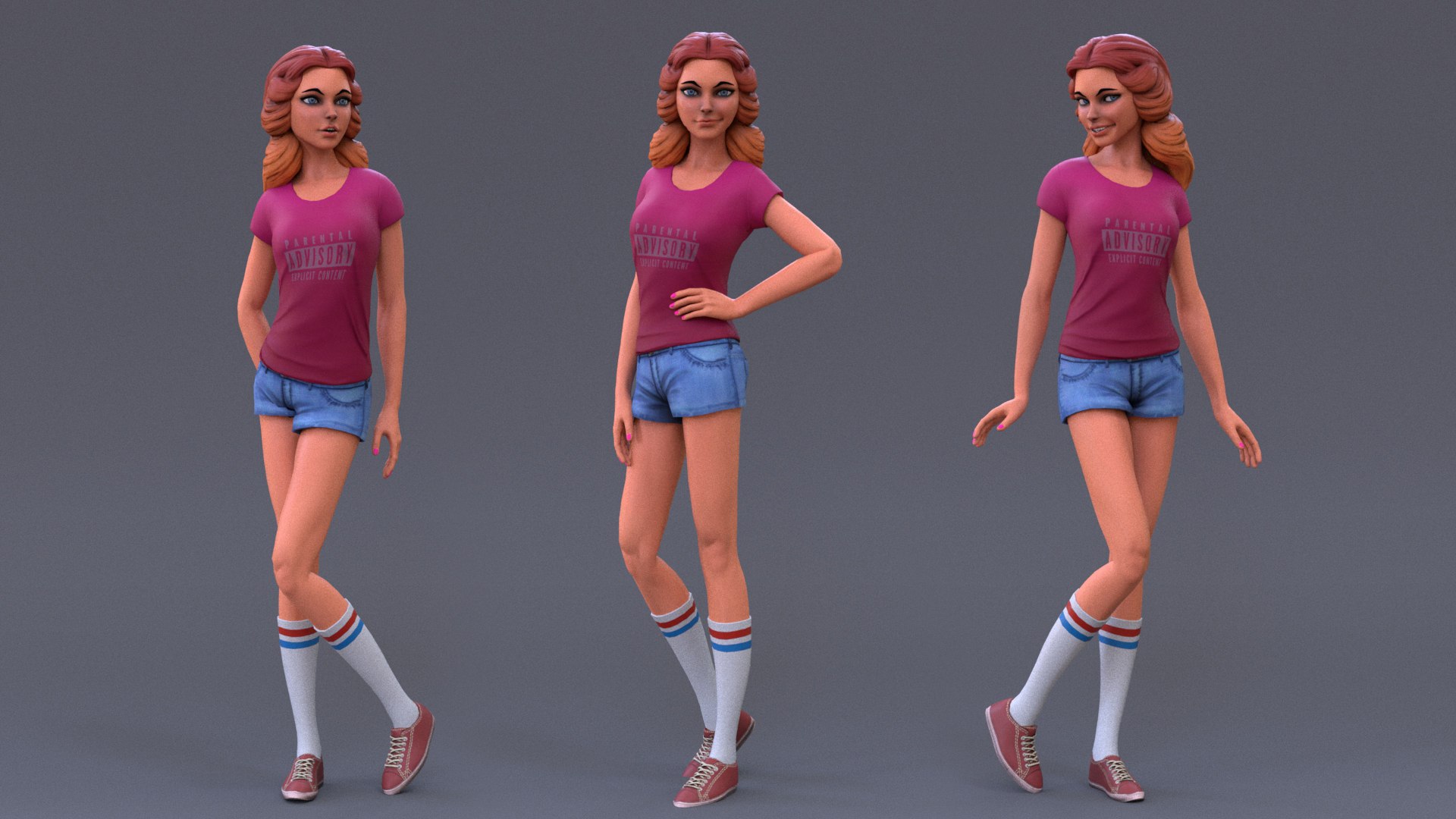 3D Cartoon Girl Rig Model - TurboSquid 2160286