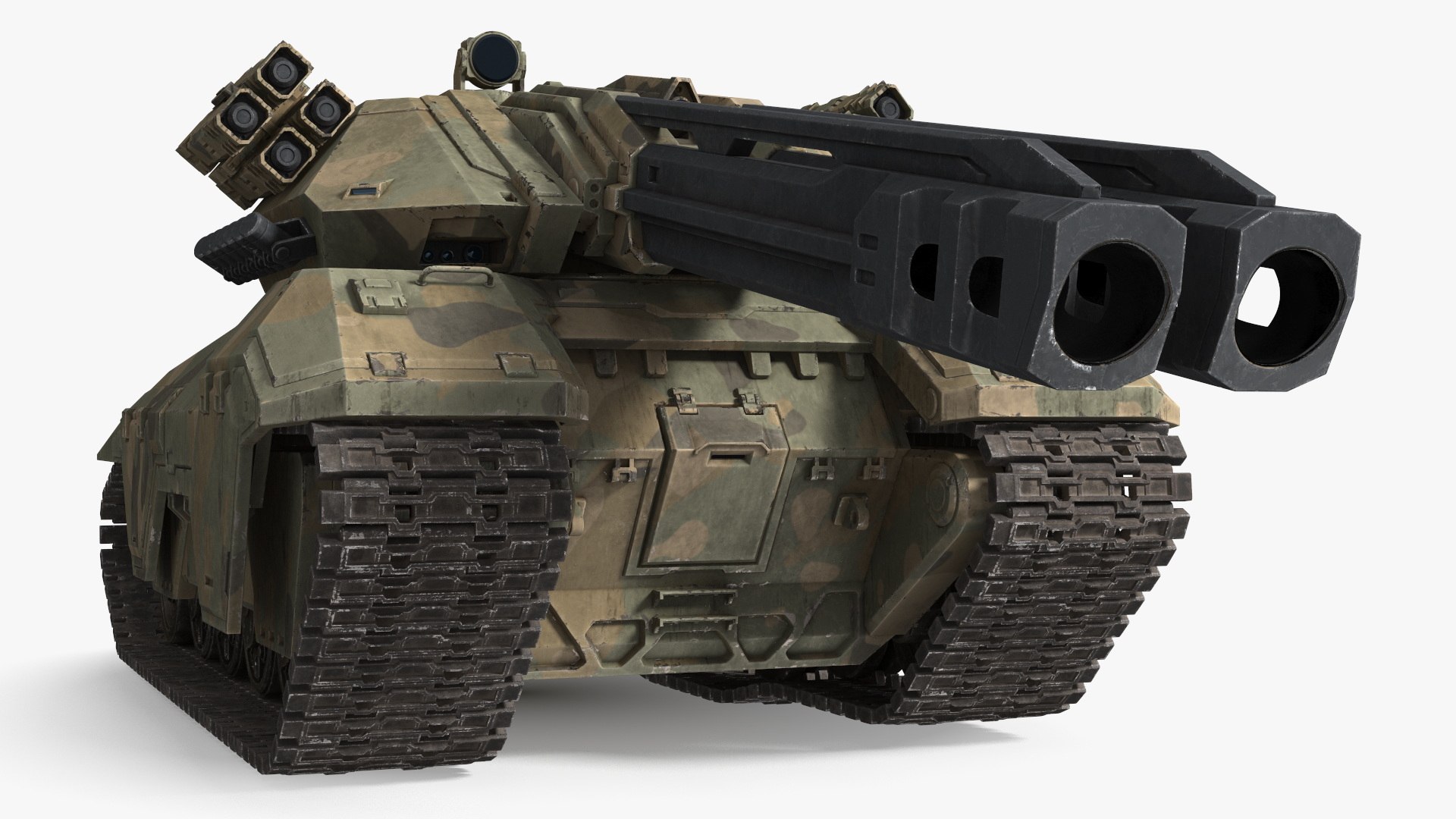 3D Model Futuristic Battle Tank In Camouflage Rigged For Maya ...