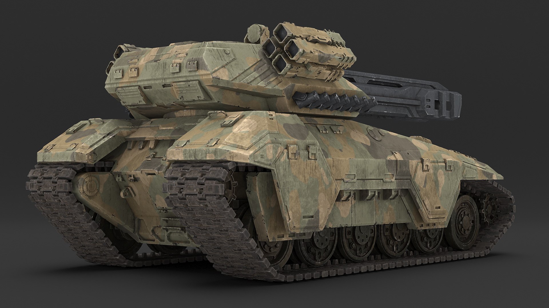 3D Model Futuristic Battle Tank In Camouflage Rigged For Maya ...