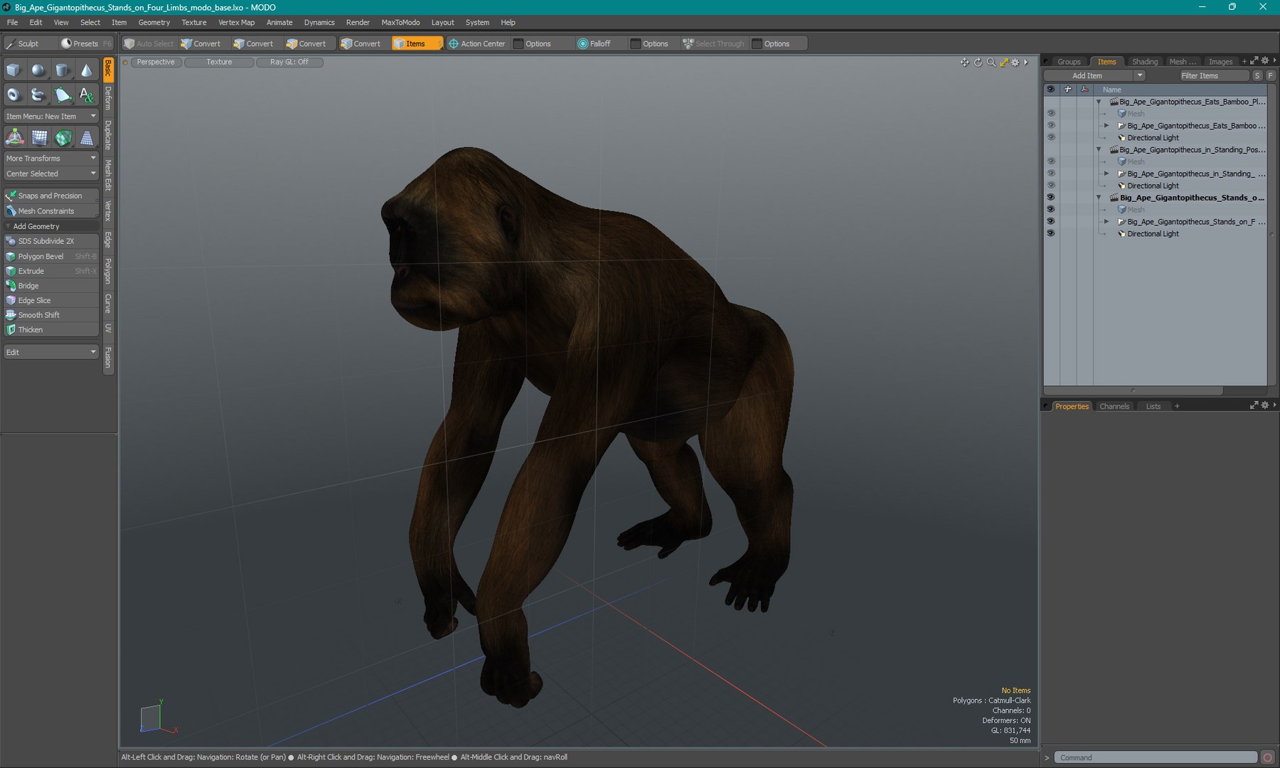 Big Ape Gigantopithecus Stands On Four Limbs 3D - TurboSquid 2311854