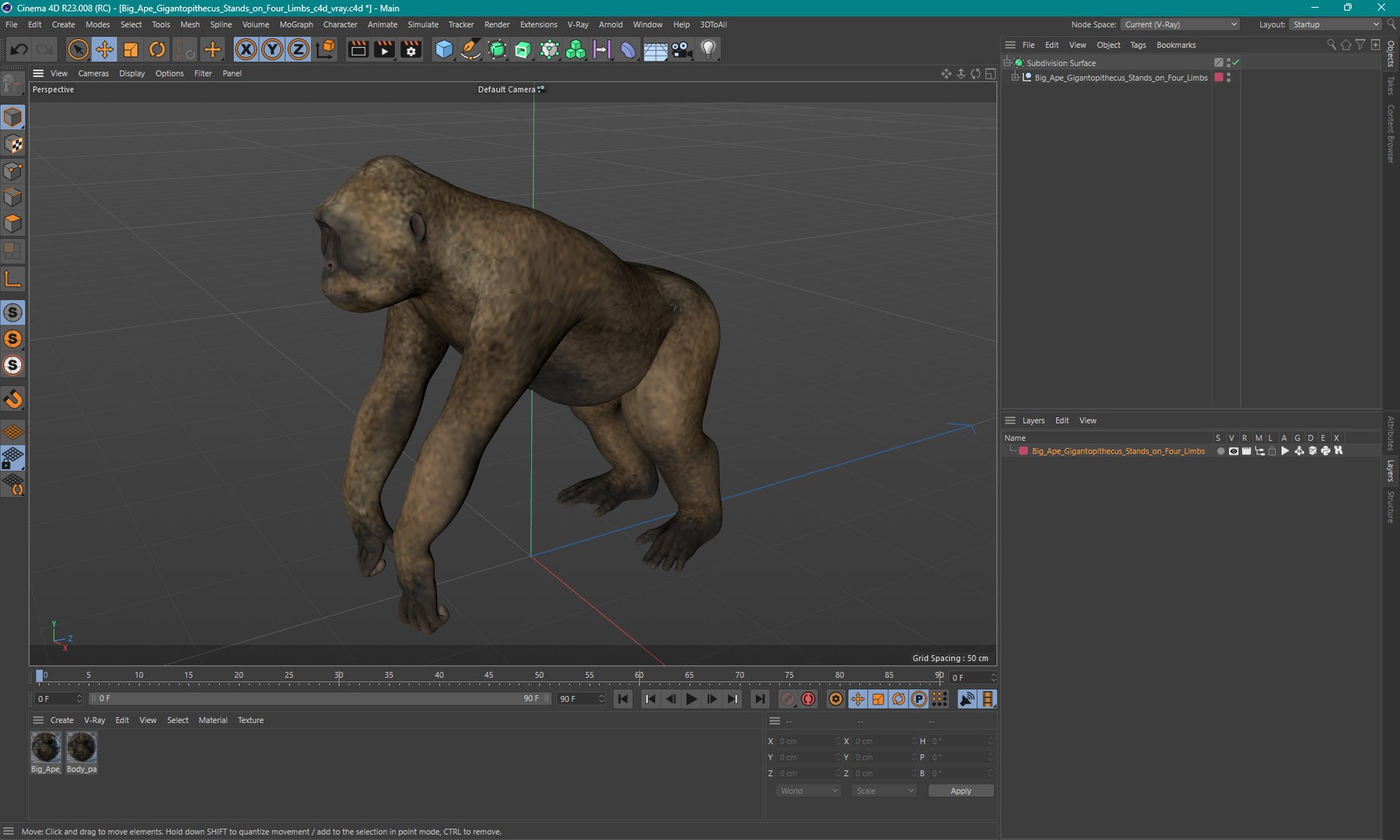 Big Ape Gigantopithecus Stands On Four Limbs 3D - TurboSquid 2311854