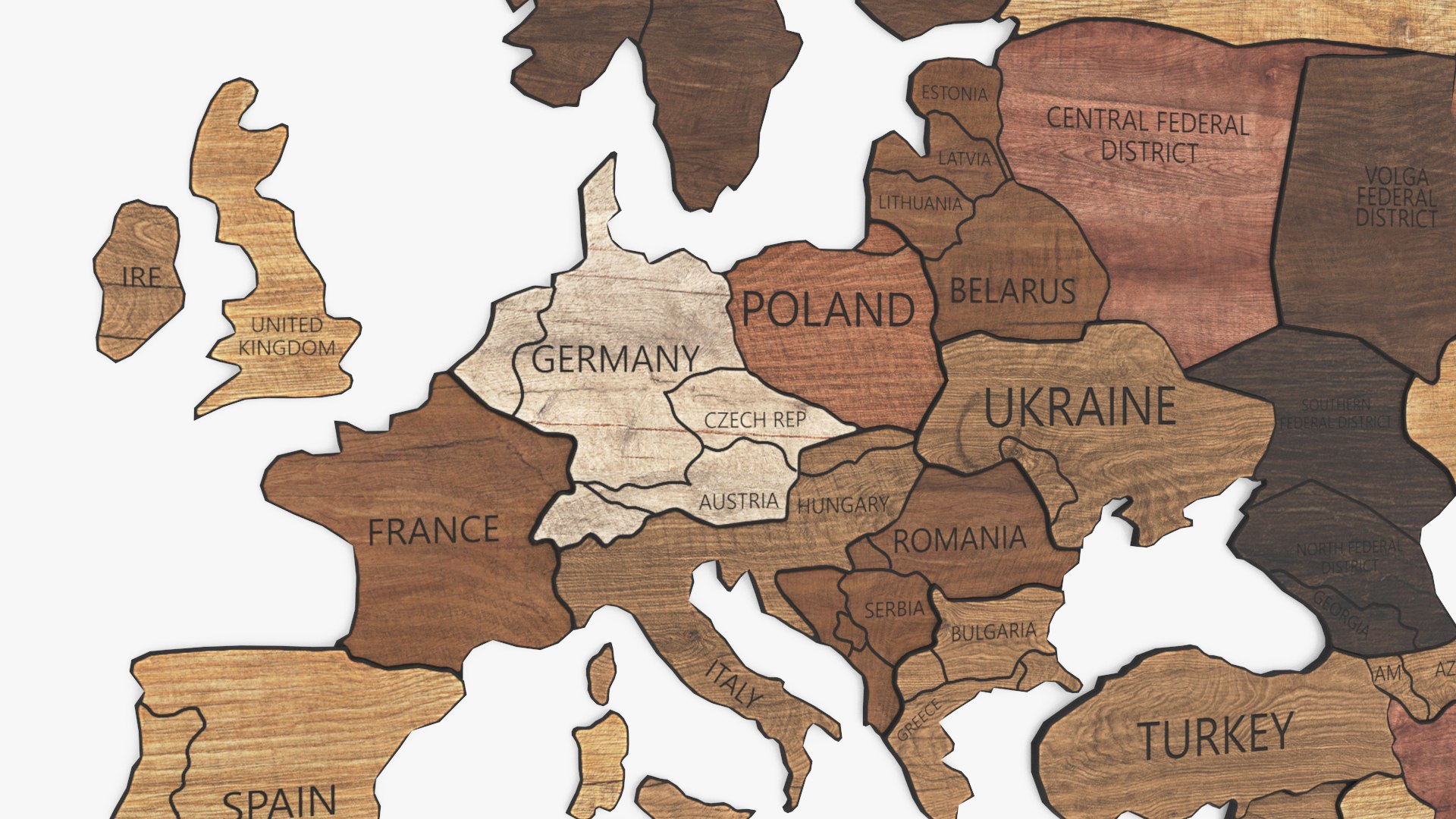 Wood Created World Wall Map Set 3D - TurboSquid 2202788