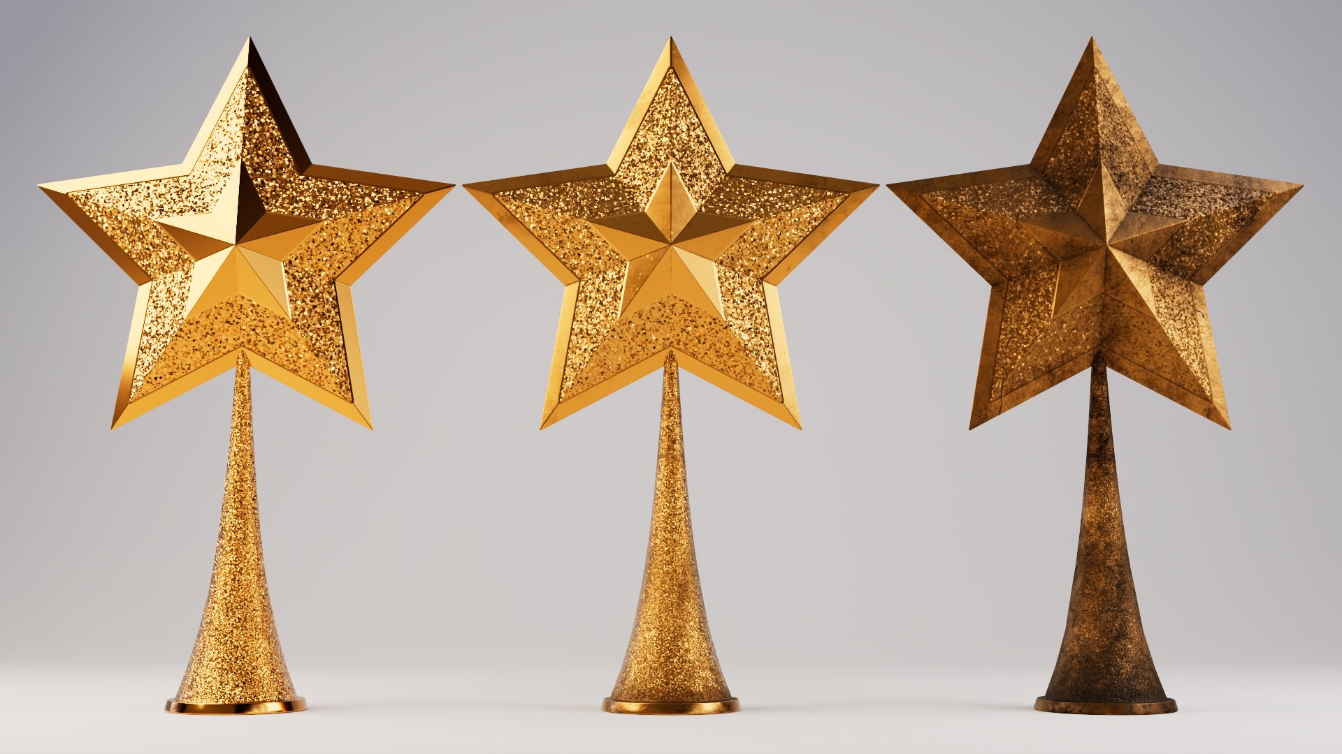 3D Model Christmas Star V1 With 2 Mesh 3 Skin And 3 Colors All In 4K ...