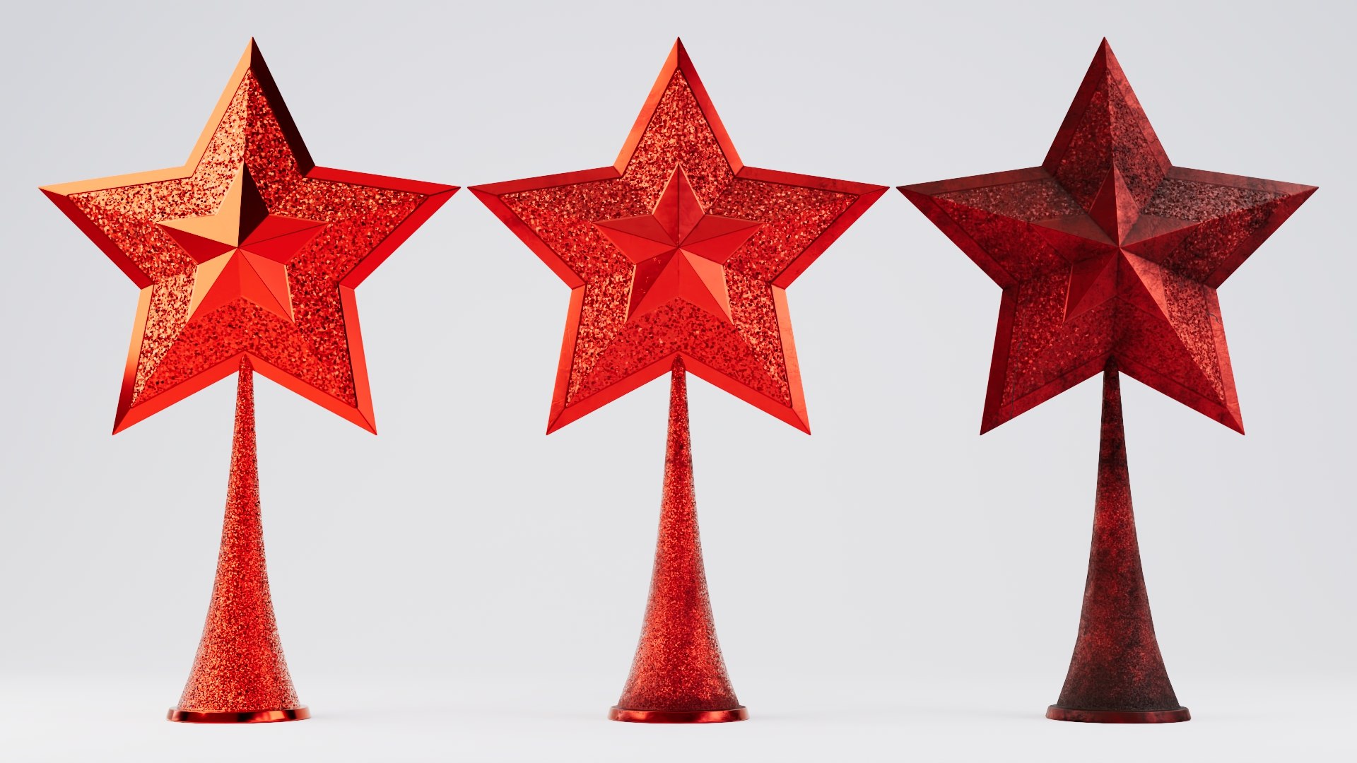 3D Model Christmas Star V1 With 2 Mesh 3 Skin And 3 Colors All In 4K ...