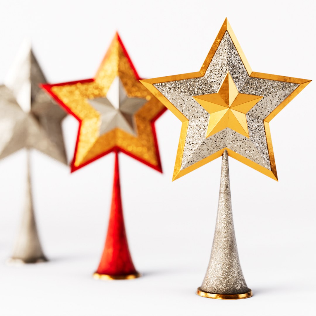 3D Model Christmas Star V1 With 2 Mesh 3 Skin And 3 Colors All In 4K ...
