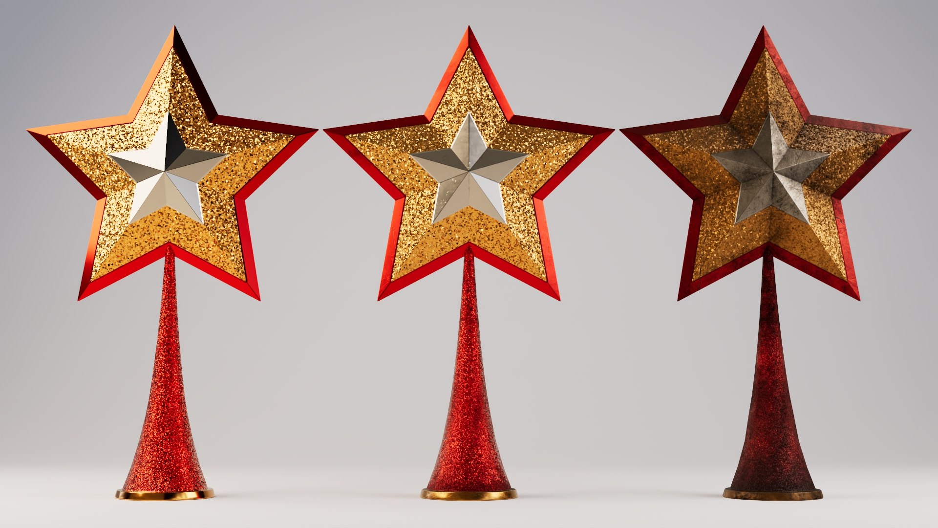 3D Model Christmas Star V1 With 2 Mesh 3 Skin And 3 Colors All In 4K ...