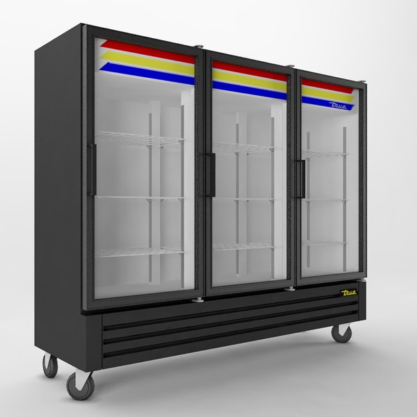 3d glass door refrigerator true