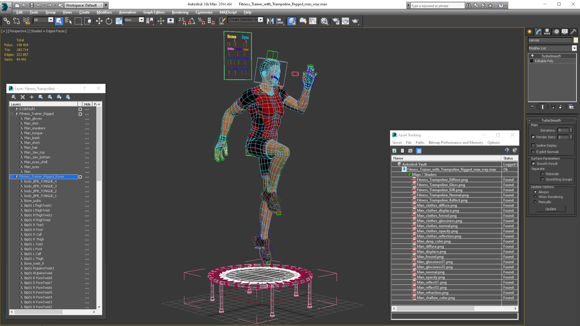 Fitness Trainer With Trampoline Rigged 3D Model - TurboSquid 1822028