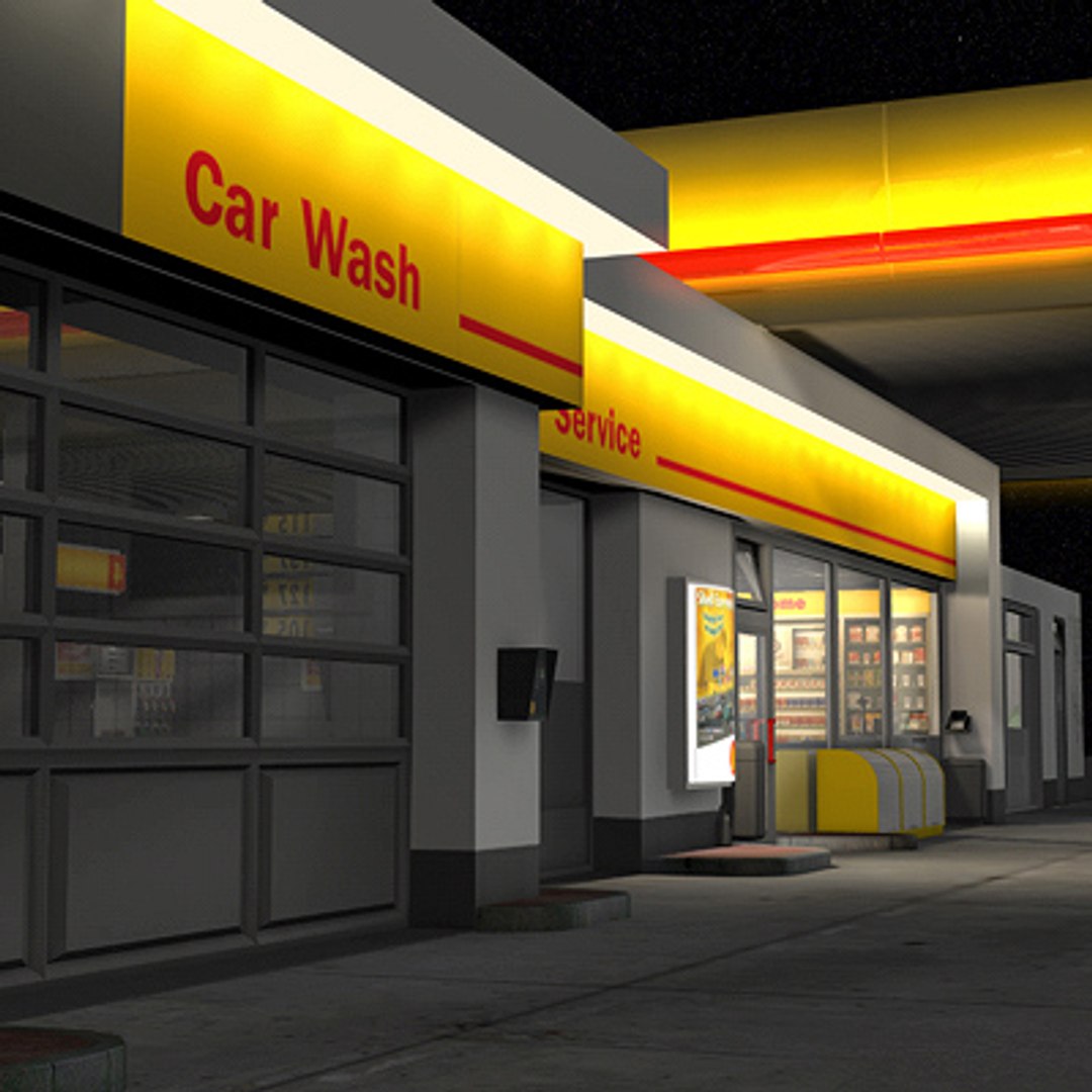 shell gas station store 3d model