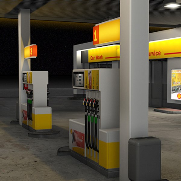 shell gas station store 3d model