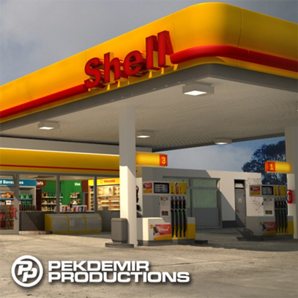 shell gas station store 3d model