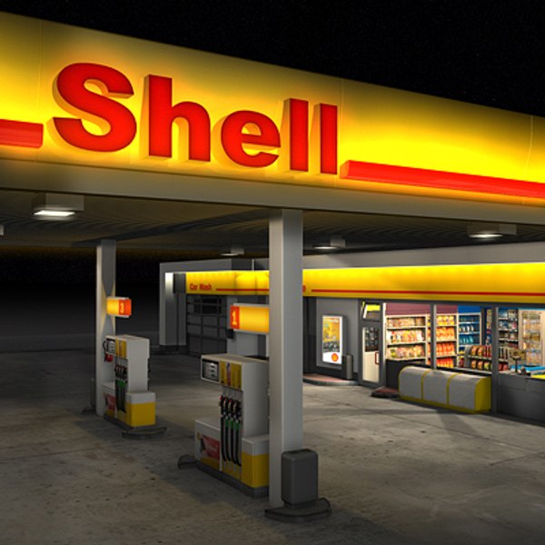 shell gas station store 3d model
