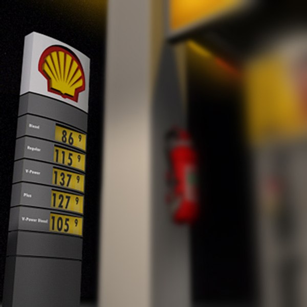 shell gas station store 3d model