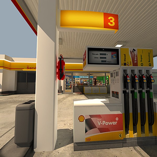 shell gas station store 3d model