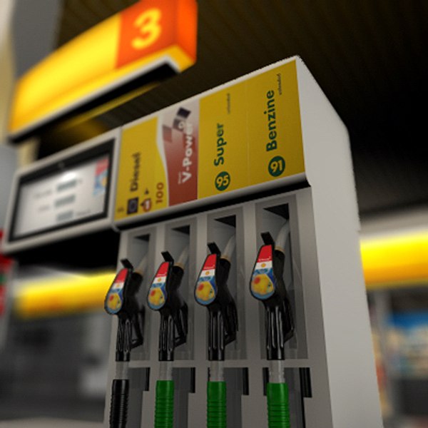shell gas station store 3d model