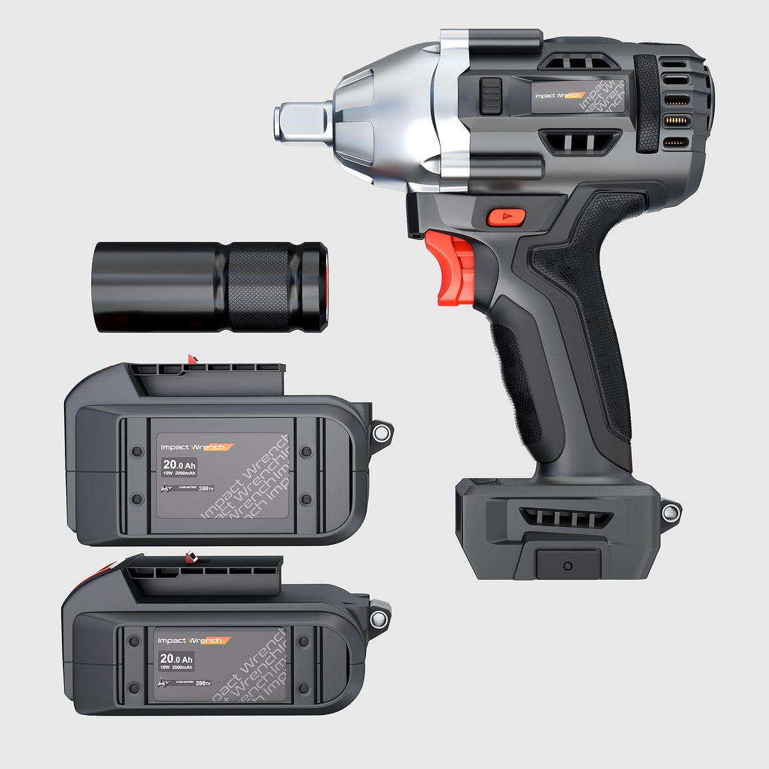 3D Battery-powered Impact Wrench W1 3D Model - TurboSquid 2344777