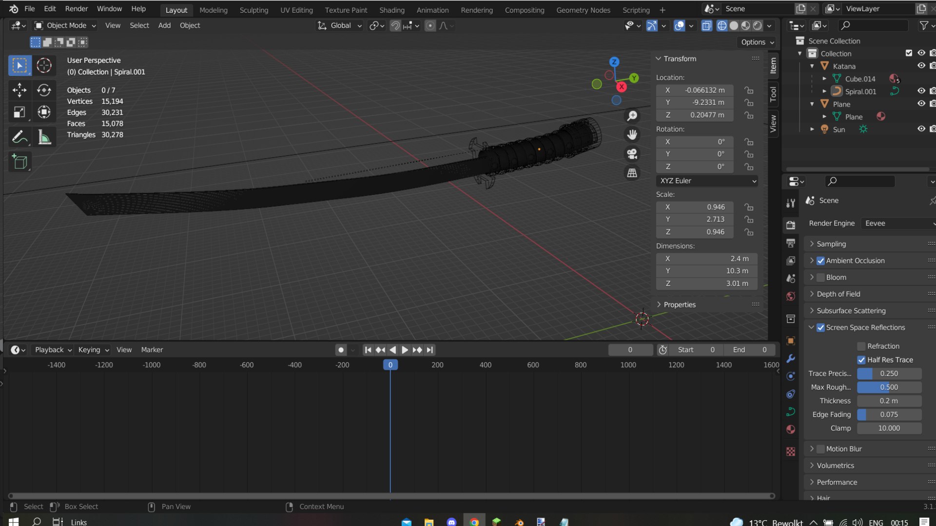 Free 3D Scratched Katana - TurboSquid 1894252