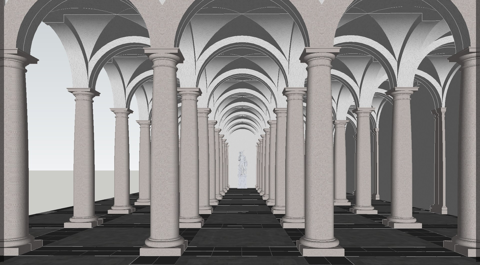 Arched Vaulted Gallery Arcade Tuscan Column 3D - TurboSquid 2283132