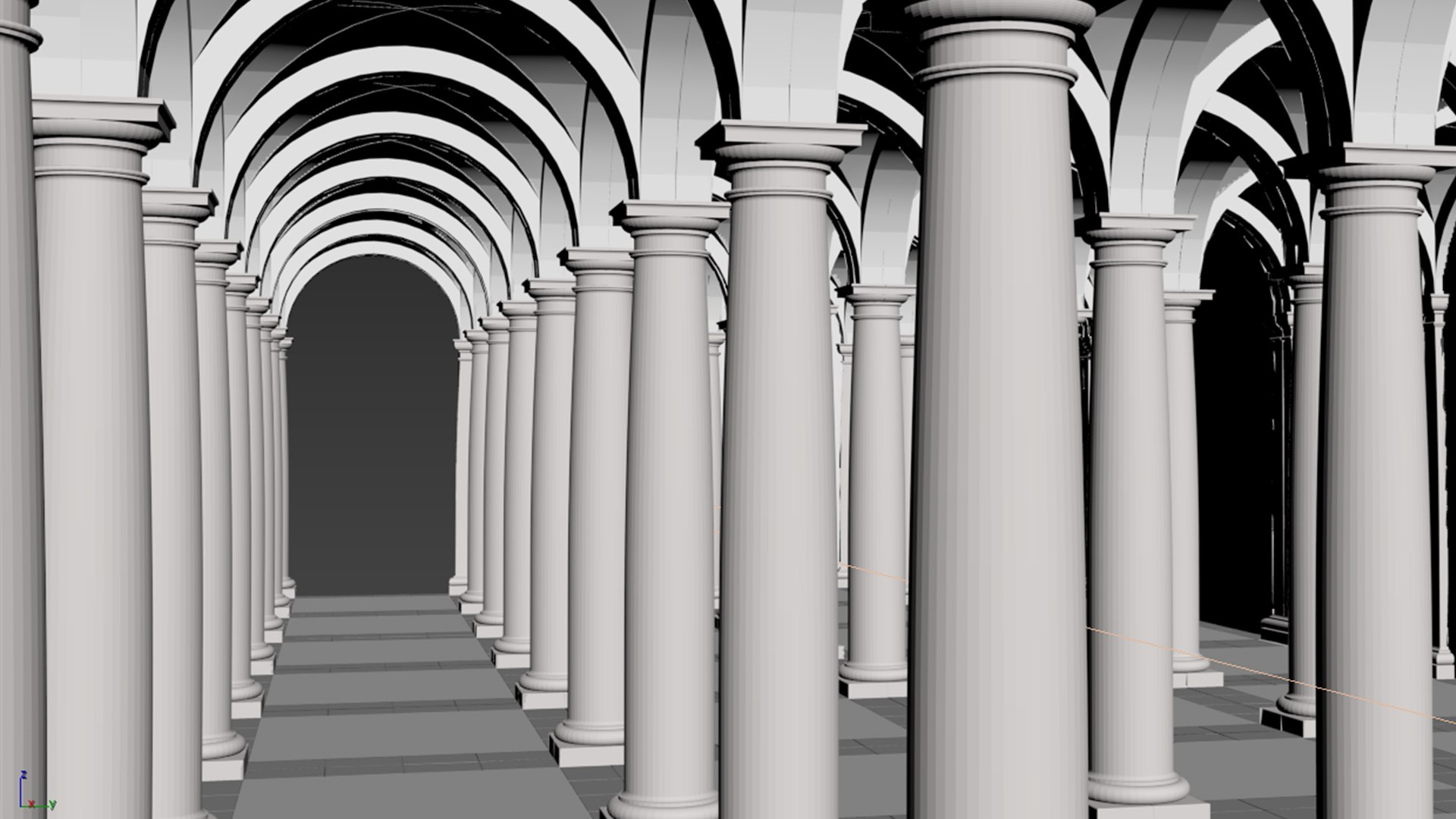 Arched Vaulted Gallery Arcade Tuscan Column 3D - TurboSquid 2283132