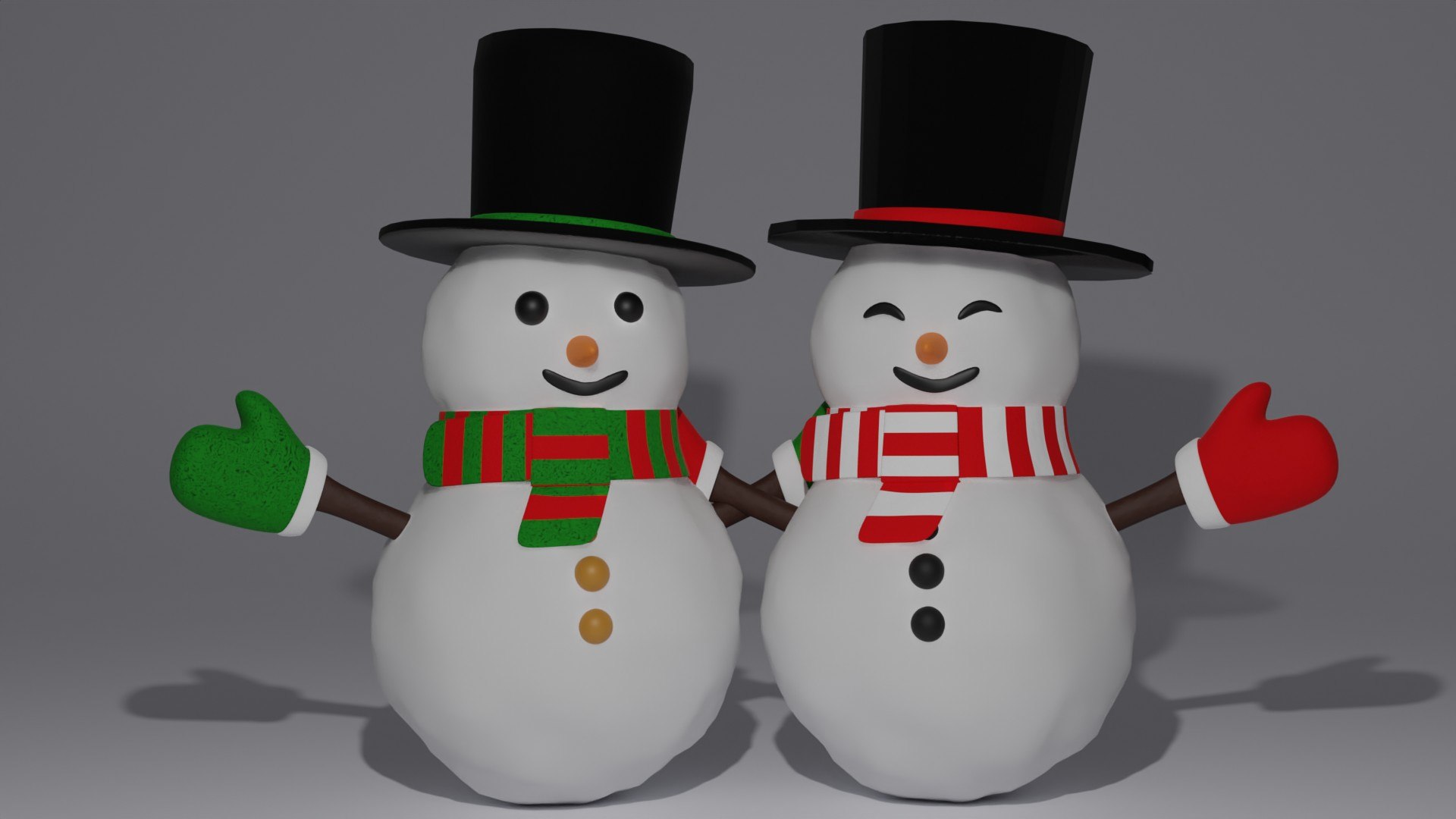 3D snow snowmen model - TurboSquid 1669776