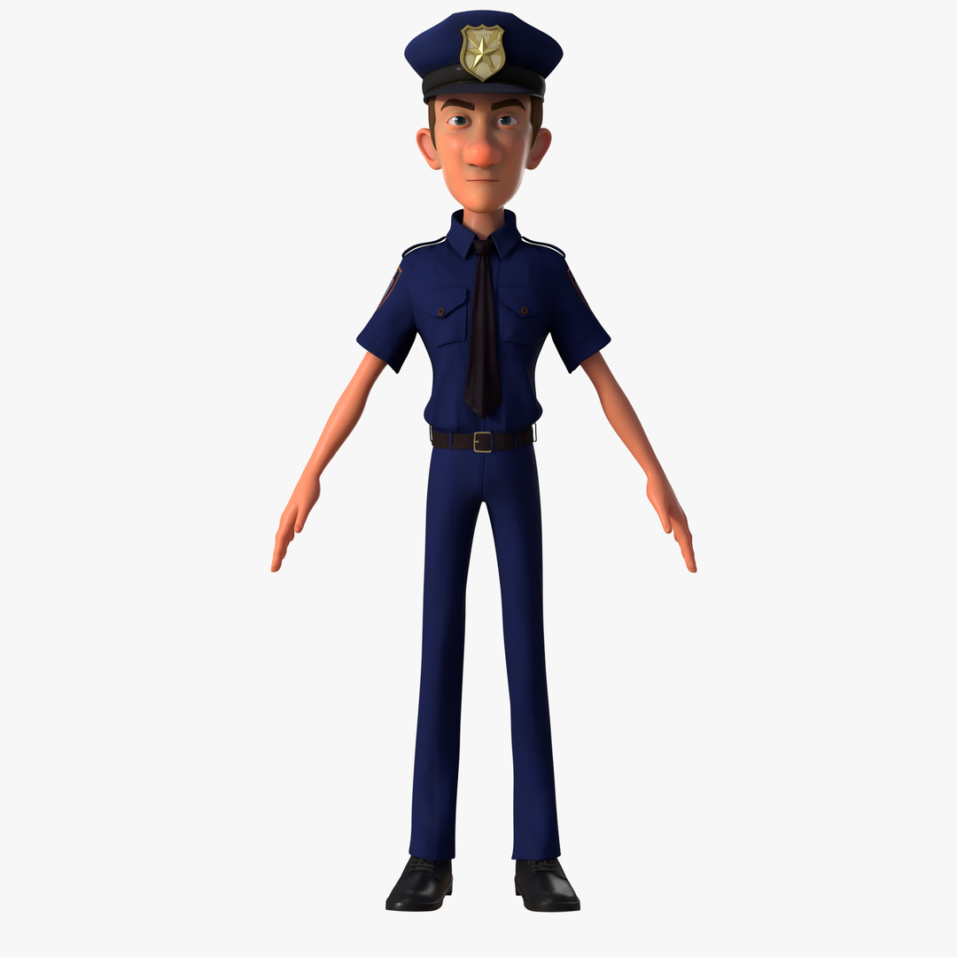 3D Cartoon Police Man Model - TurboSquid 1982663