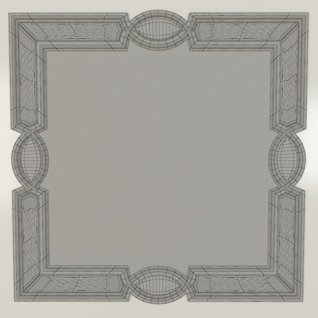 3d Ornamental Brass Mirror Model