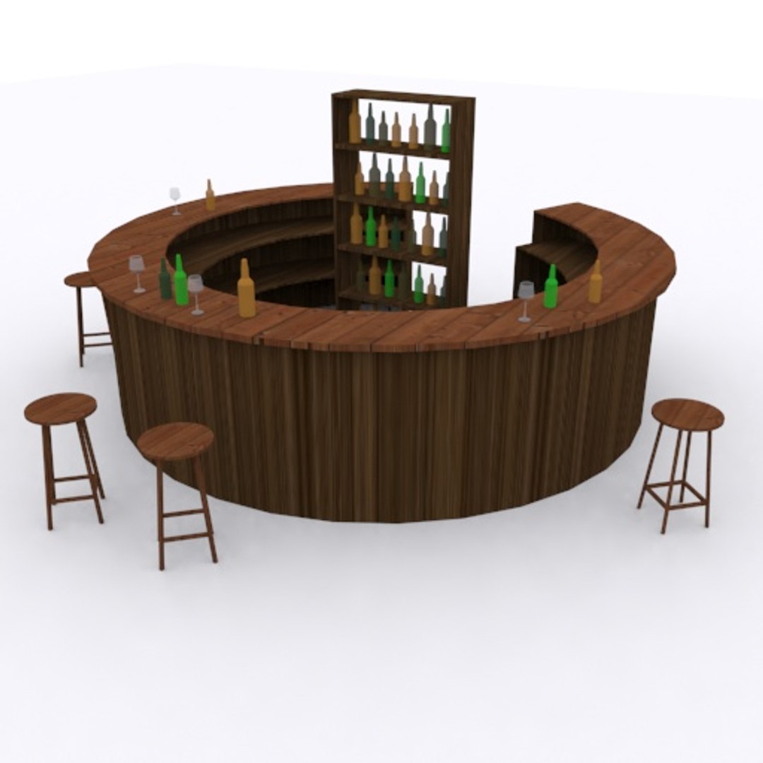 Wooden Circle Bar Stool 3D Model - TurboSquid 1478186