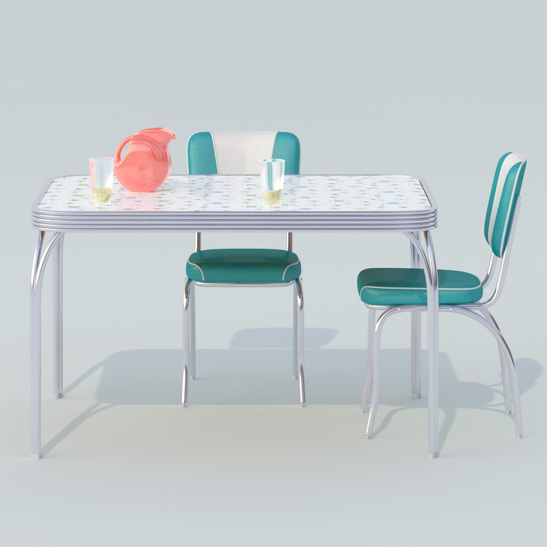 3d Chrome Dinette Set Table Model
