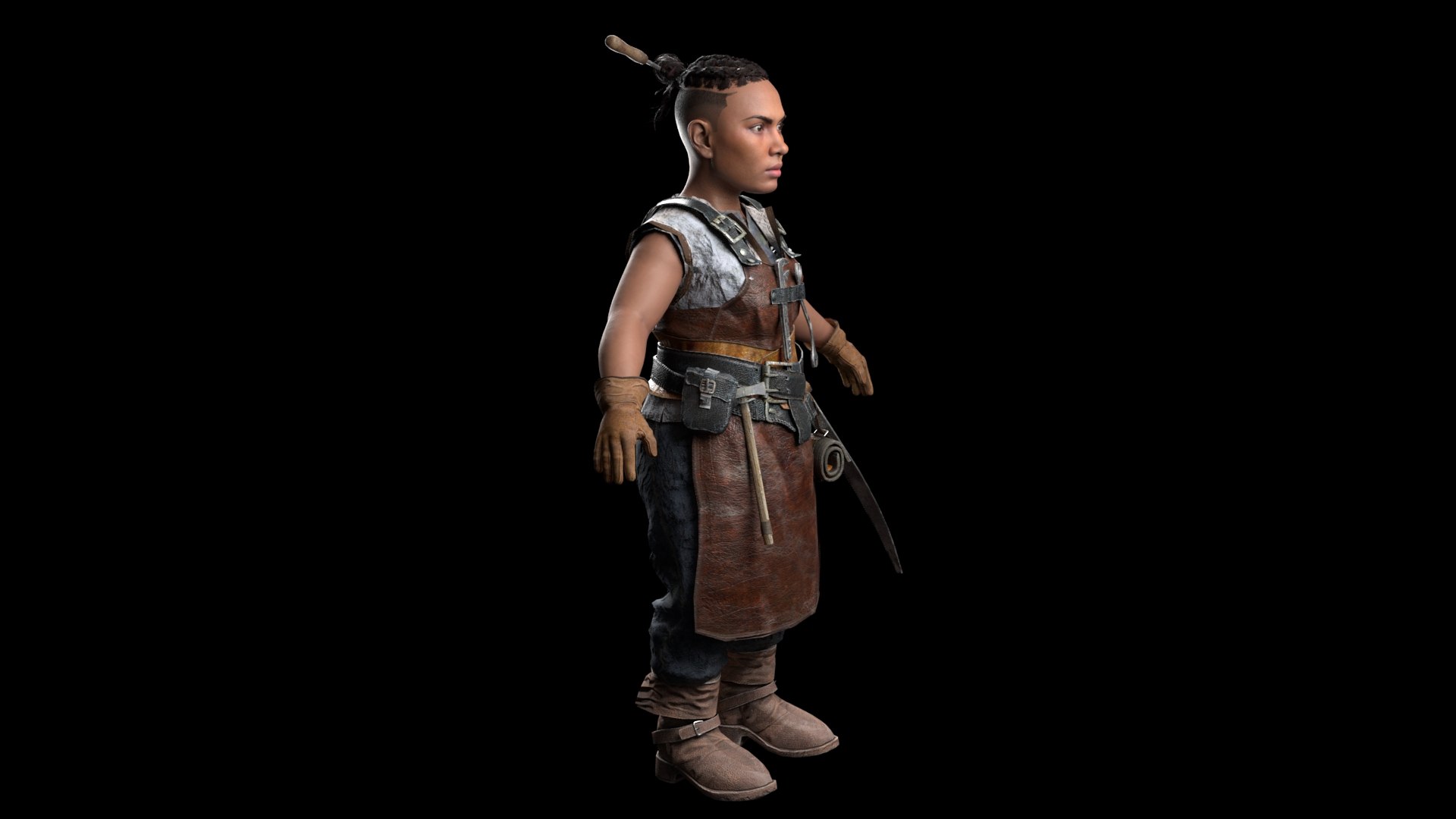 Dwarf Female 3D Rigged 3D Model - TurboSquid 2160820