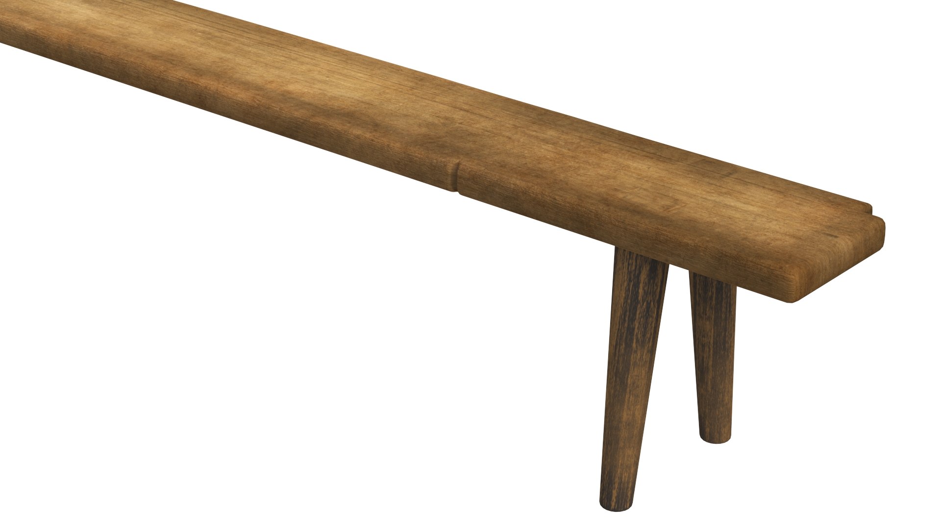 Antique Rustic Pine Wooden Long Bench 3D Model - TurboSquid 2292373