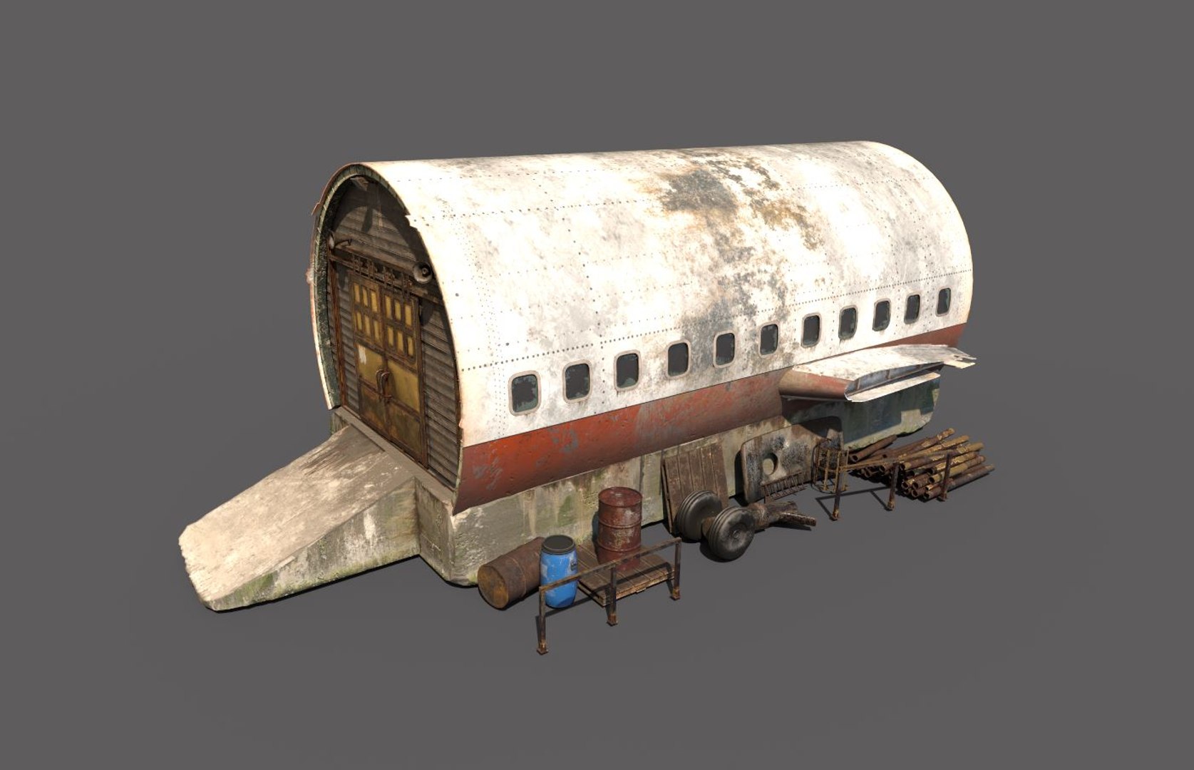 Hangar Made From Airplane 3D Model - TurboSquid 1974022
