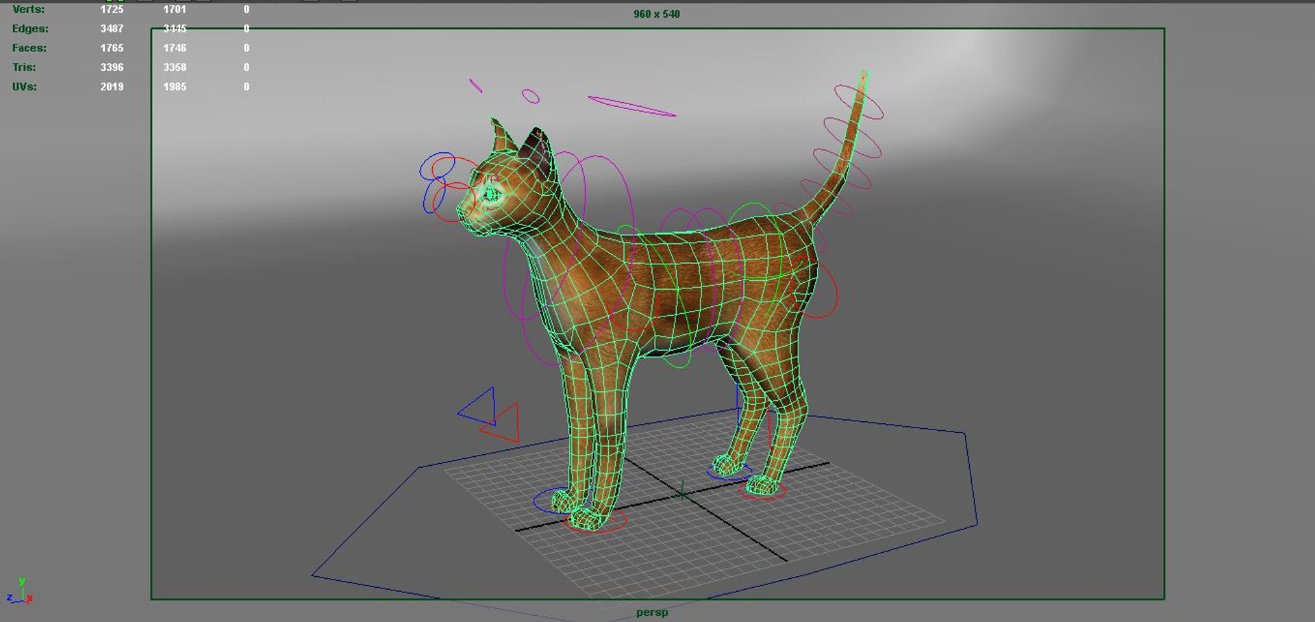cat rigged 3d model