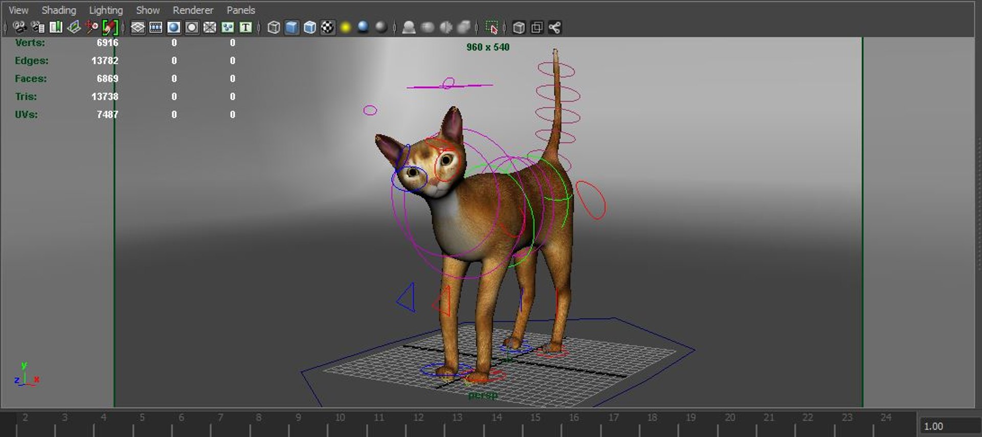 cat rigged 3d model