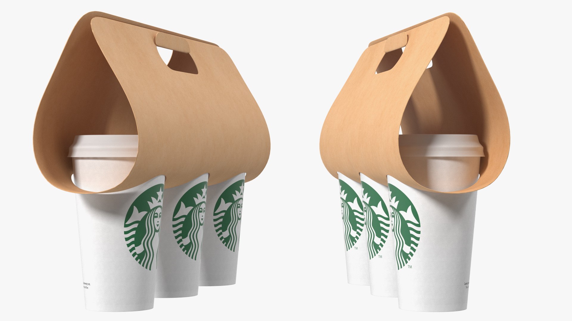 Kraft Paper Holder with Three Coffee Cups 3D model - TurboSquid 1967525