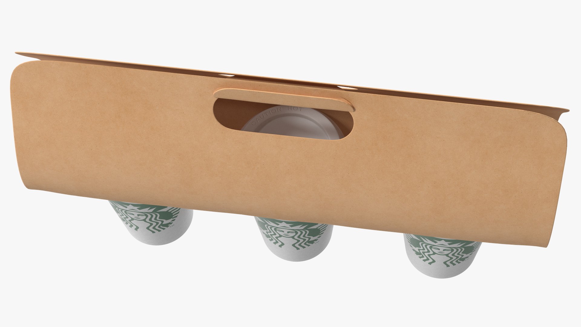 Kraft Paper Holder with Three Coffee Cups 3D model - TurboSquid 1967525